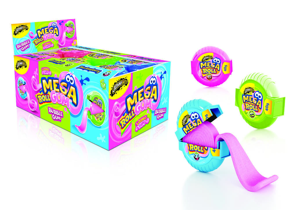Mega Roll Bubble Gum Display 1x24 40g Johny Bee - Godtesjuk AS