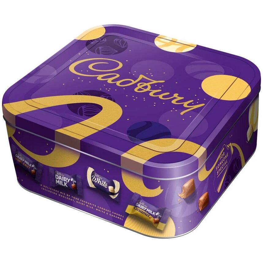 Cadbury Dairy Milk Chocolate Mix Chunks in Tin 700g - Godtesjuk AS